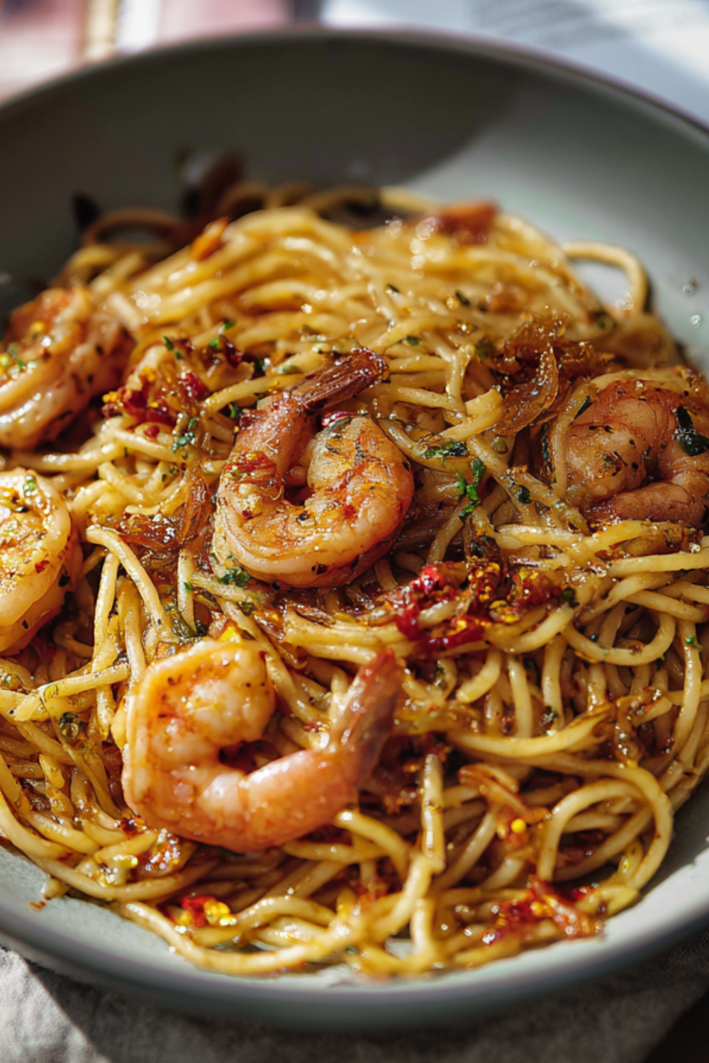 Chili Crunch Shrimp Pasta Recipe - Lulu's Copycats