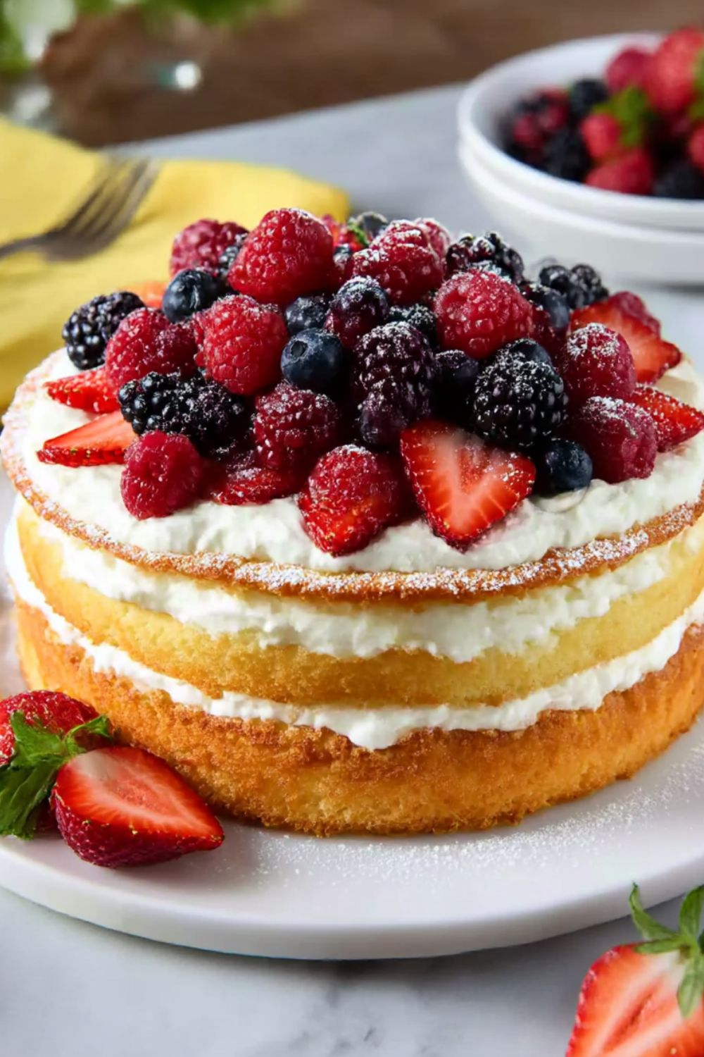 Berries and Cream Layer Cake Recipe - Lulu's Copycats