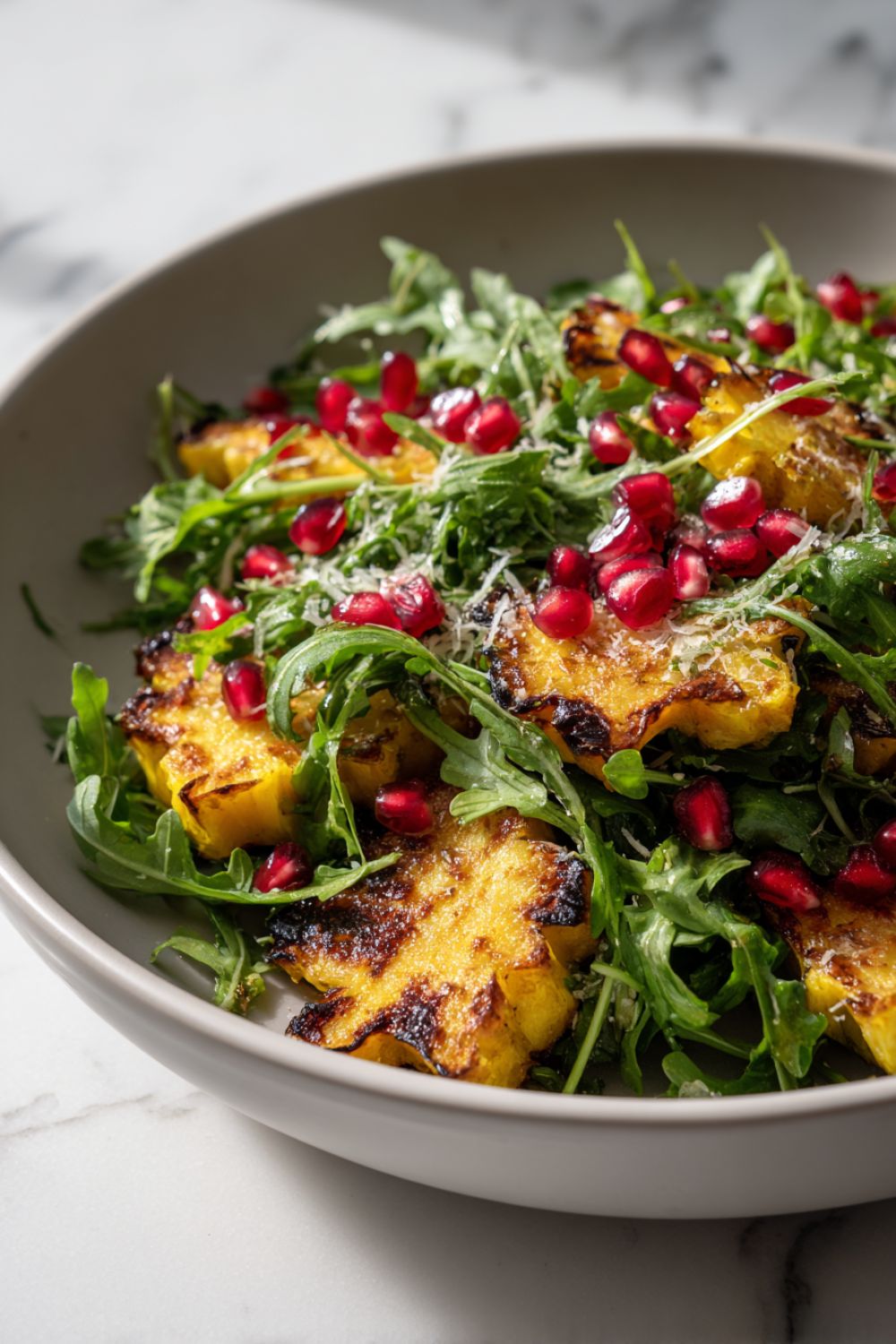 Delicata Squash and Arugula Salad with Pesto Shrimp and Parmesan Frico ...