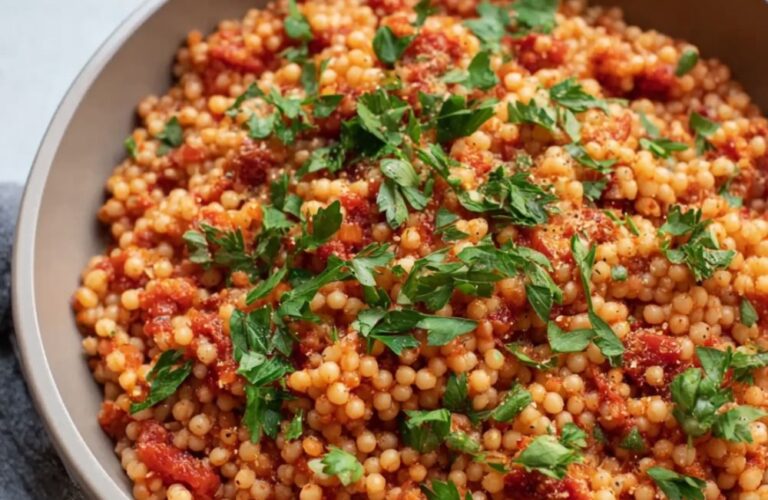 Pearl Couscous with Tomato Sauce Recipe - Lulu's Copycats