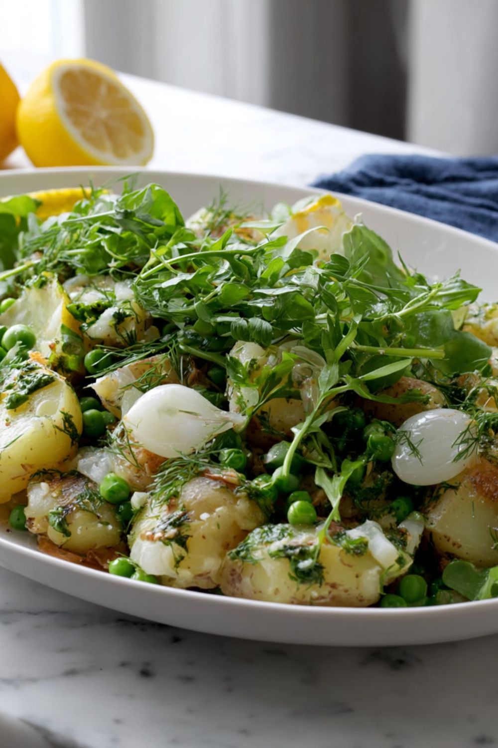 Smashed New Potatoes with Peas, Lemon, and Pearl Onions Recipe - Lulu's ...