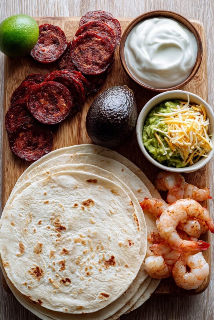 Chorizo and Shrimp Quesadillas with Smoky Guacamole Recipe - Lulu's ...